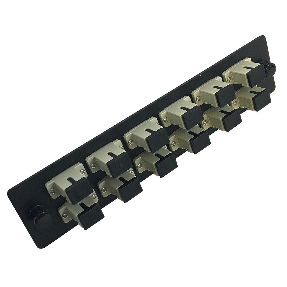 Loaded Adapter Panel with 12x Simplex SC/PC Multimode (Non-LGX) - Blac