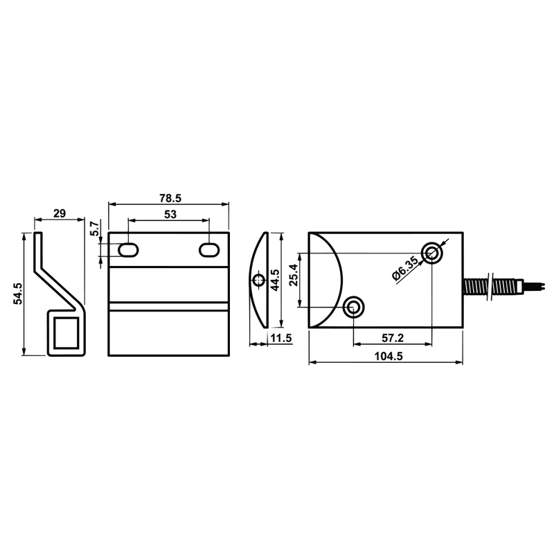 Armored Overhead Magnetic Contact Sensor with Z Bracket for Alarm Syst