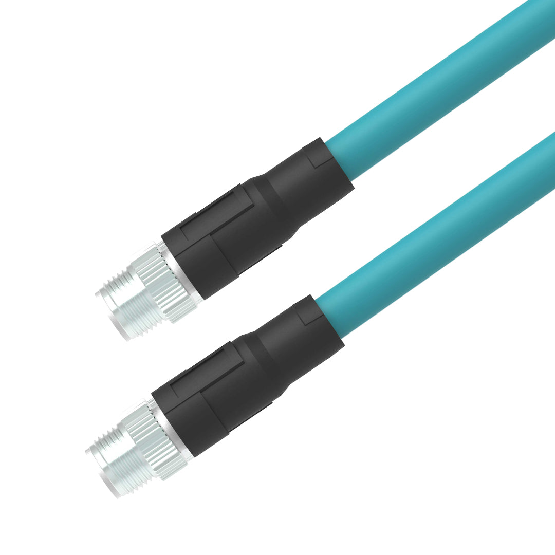 M12 8-pin X-Code Male to Male CAT6A SF/UTP PUR Jacket Drag Chain Cable
