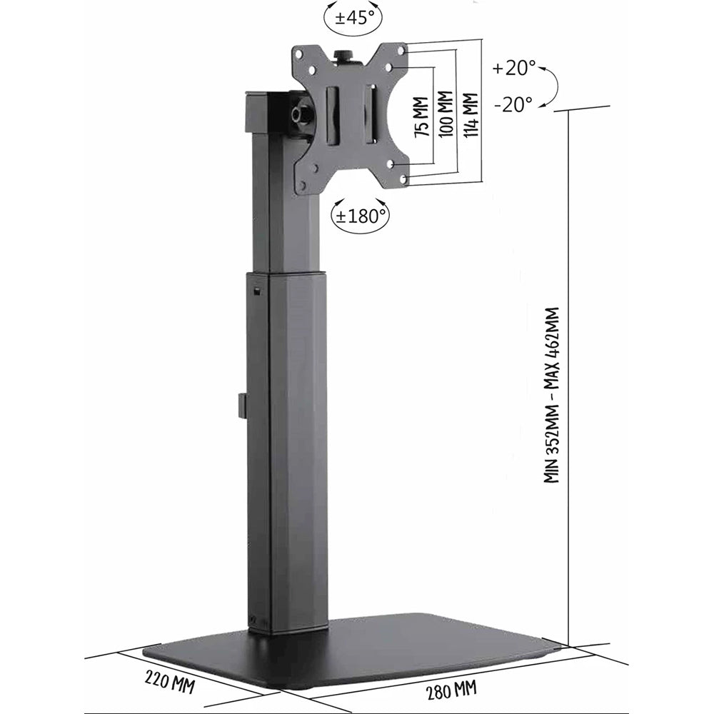 Desktop Monitor Stand, Full Motion, Single Screen, VESA 100x100 (17-32