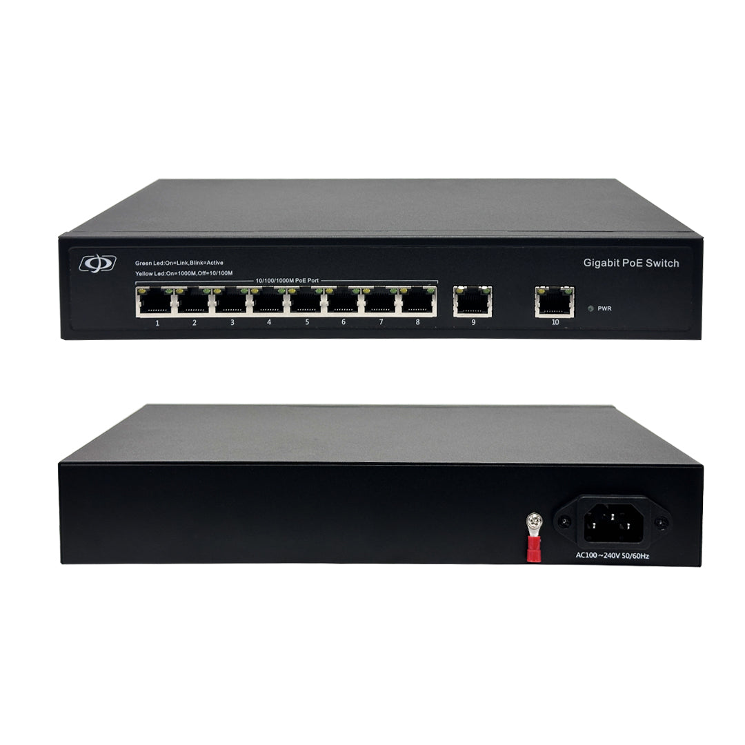 8-Port Gigabit 120W PoE+ Switch + 2-Port RJ45 Uplink - Desktop - Unman