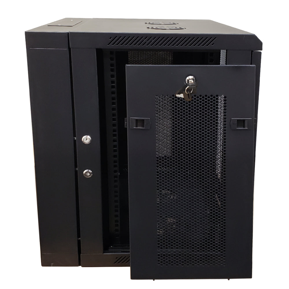 Wall Mount Swing Cabinet 12U x 18.5" Usable Depth - Perforated Doors