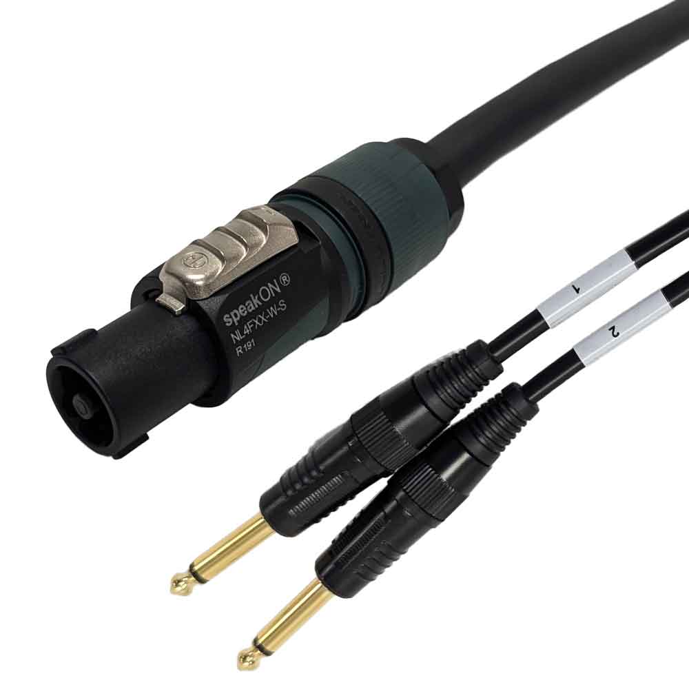 Premium Phantom Cables 4-Pole speakON to 2x 1/4 inch TS Speaker Cable
