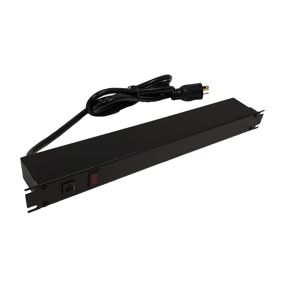 Hammond 19 inch 8 Outlet Horizontal Rack Mount Power Strip - 15ft Cord