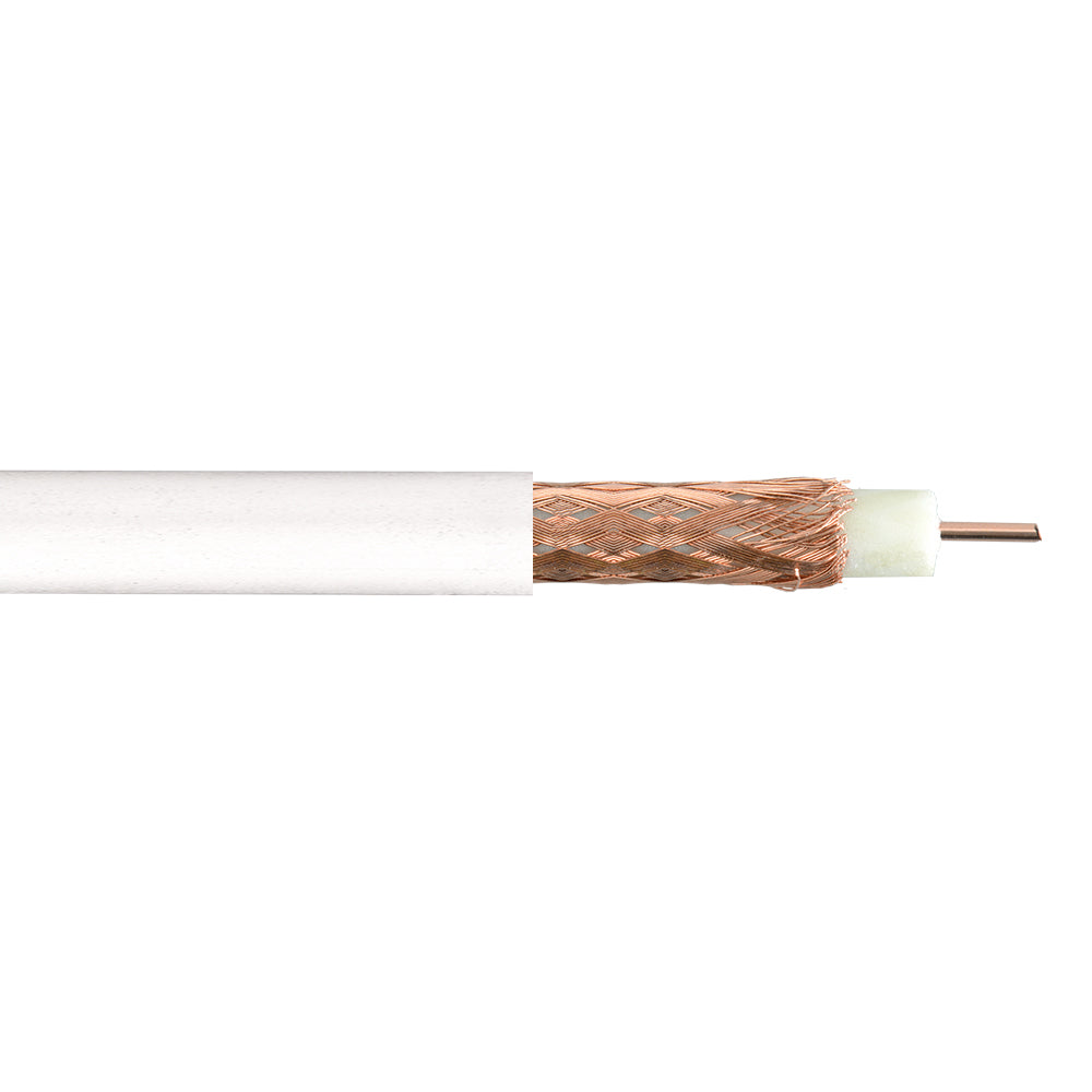 1000ft RG59 BC 20AWG Bulk Cable, 95% BC Braid CMP - White