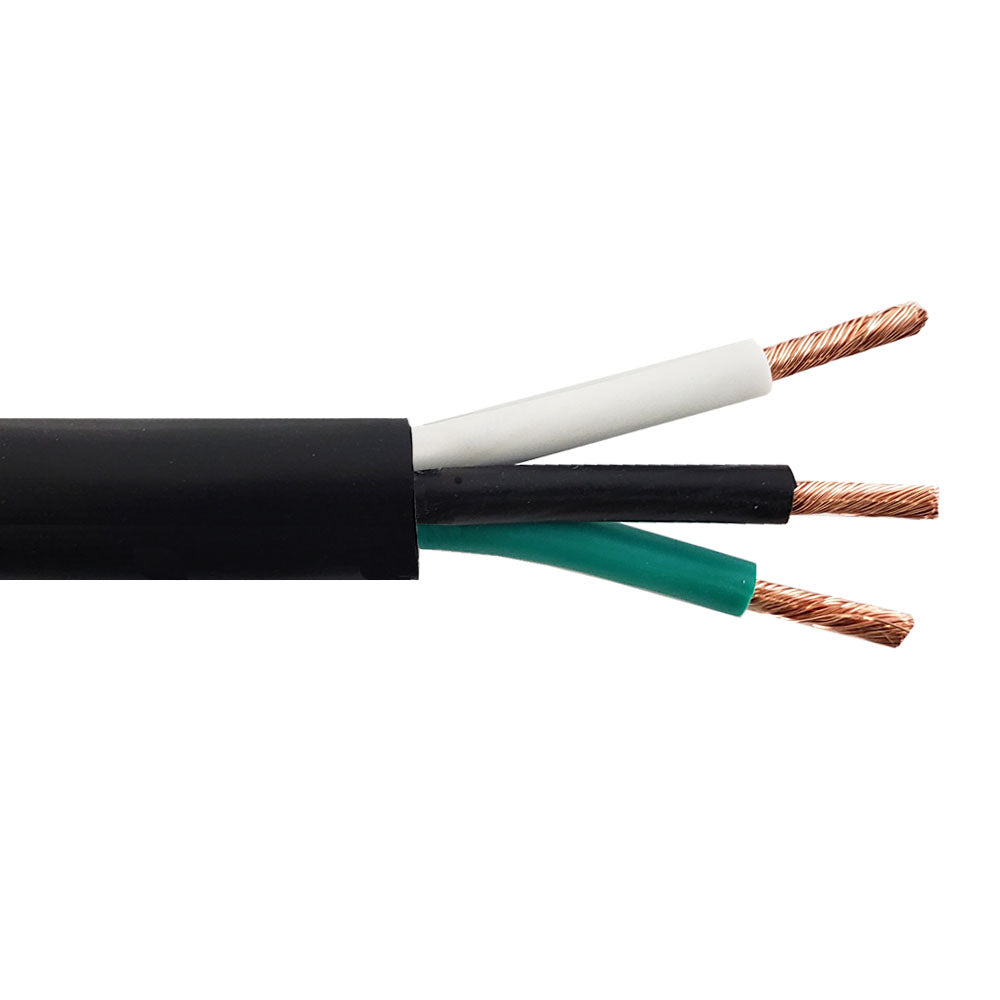 Flexible Electrical Cord Cable - 12AWG 3C SJT 300V 105C - Black (Per M