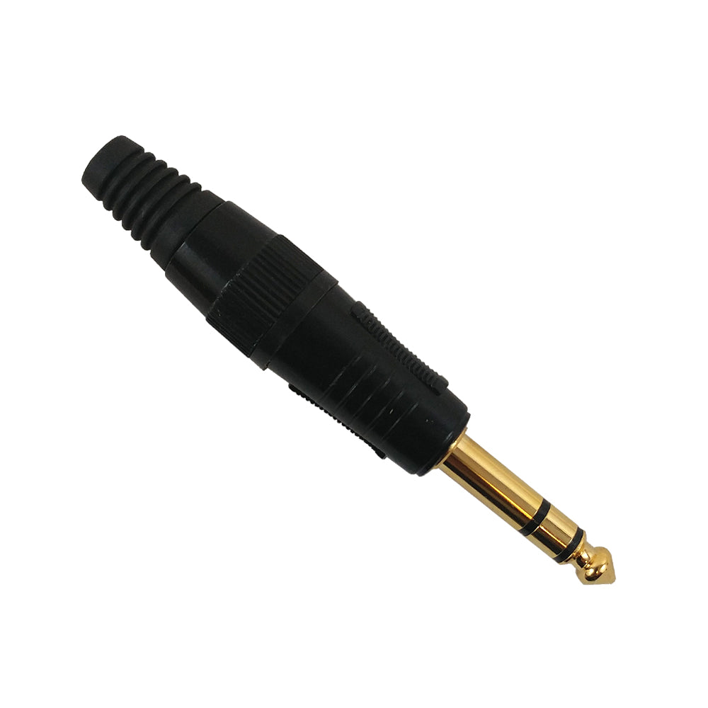 TRS (1/4 Inch) Stereo Male Solder Connector - Black