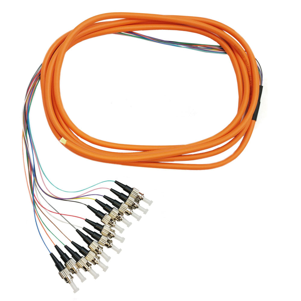 3m ST/PC 12-Fiber OM1 Multimode Simplex 62.5 micron - 900um Jacketed P