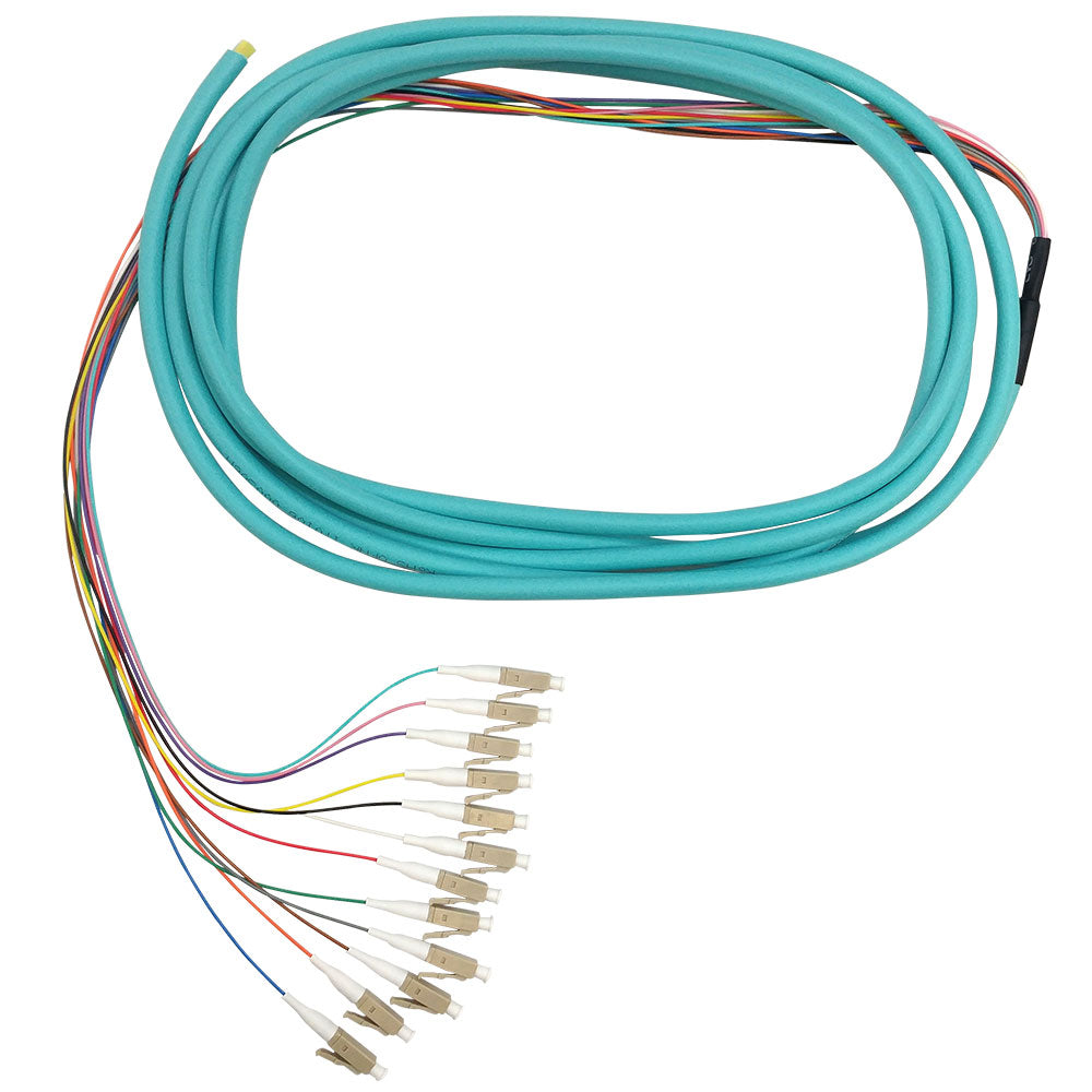 3m LC/PC 12-Fiber OM4 Multimode Simplex 50 micron - 900um Jacketed Pig