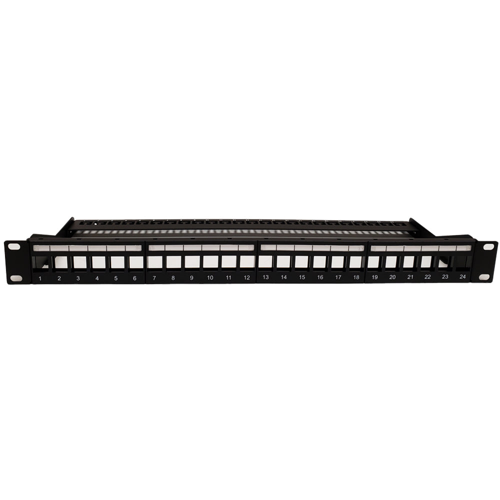 24-port Keystone Patch Panel - 19 inch Rackmount 1U - High Density wit