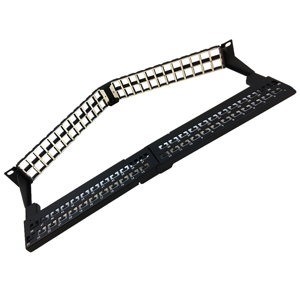 48-port Shielded Angled Keystone Patch Panel - 19 inch Rackmount 1U wi