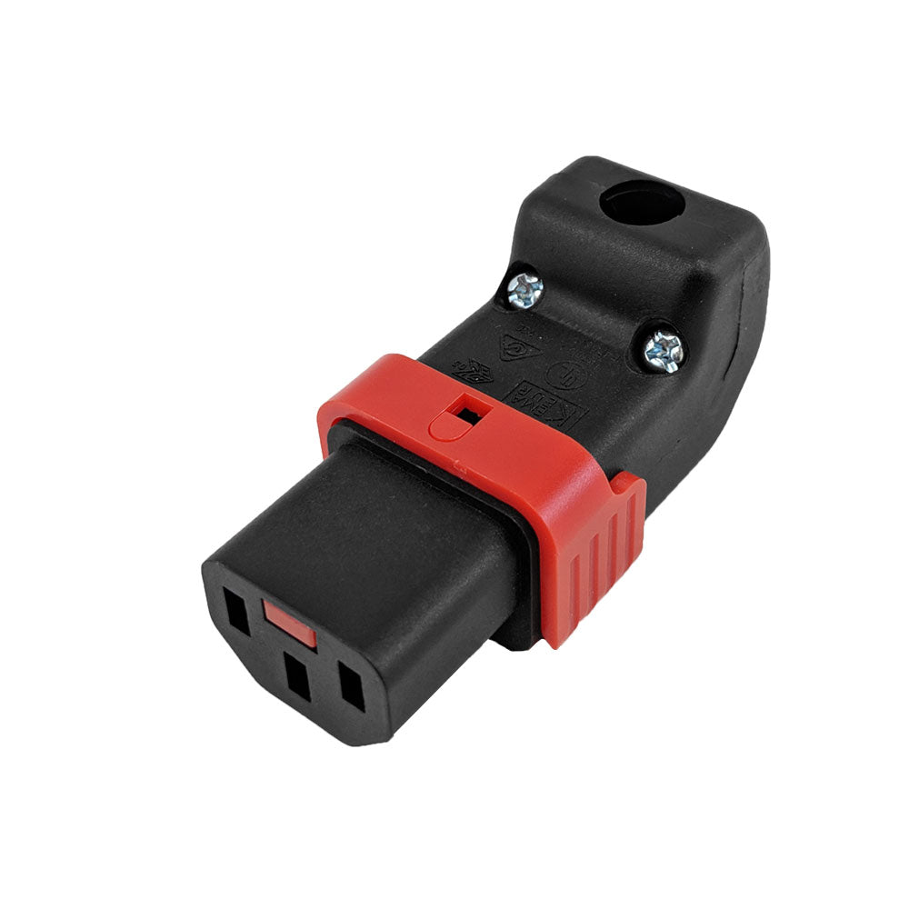 C13 Locking Power Cord Connector - Screw On - Up or Down Angle (IEC-Lo