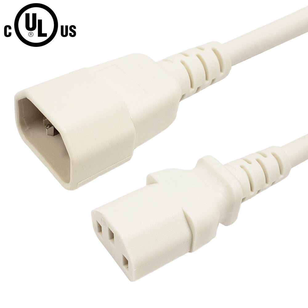 IEC C13 to IEC C14 Power Cable - SJT Jacket - 14AWG (15A 250V)