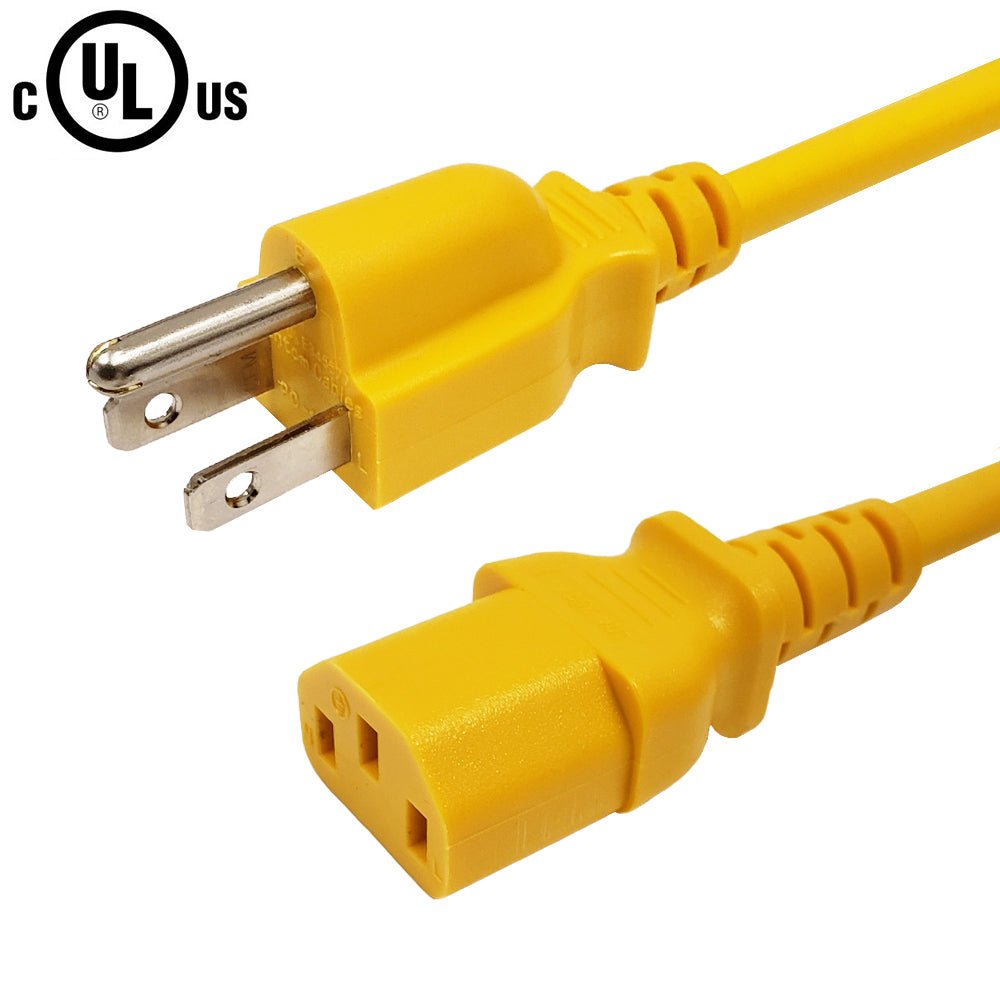 NEMA 5-15P to IEC C13 Power Cable - SJT Jacket