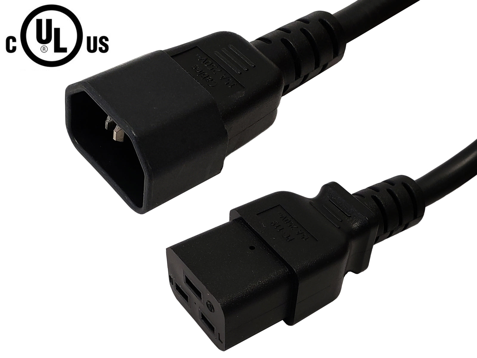 IEC C14 to IEC C19 Power Cable - 14AWG (15A 250V) - SJT Jacket