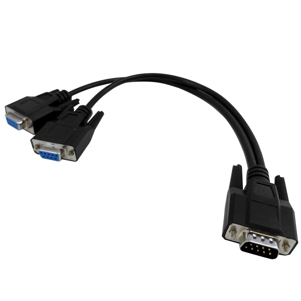 1ft DB9 Male to 2x DB9 Female Splitter Cable - Straight Through - Blac