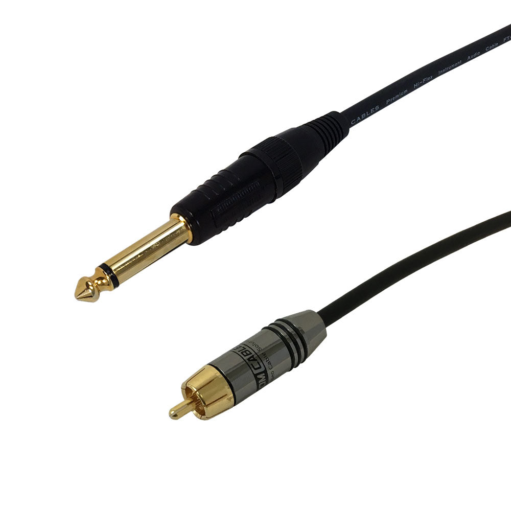 Premium Phantom Cables Channel 1/4 Inch TS Male to RCA Male Audio Cabl