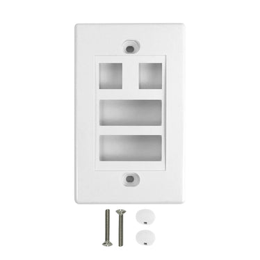 Dual Gang Wall Plate 4-Port Keystone Faceplate, Single Gang, ID Labels ...