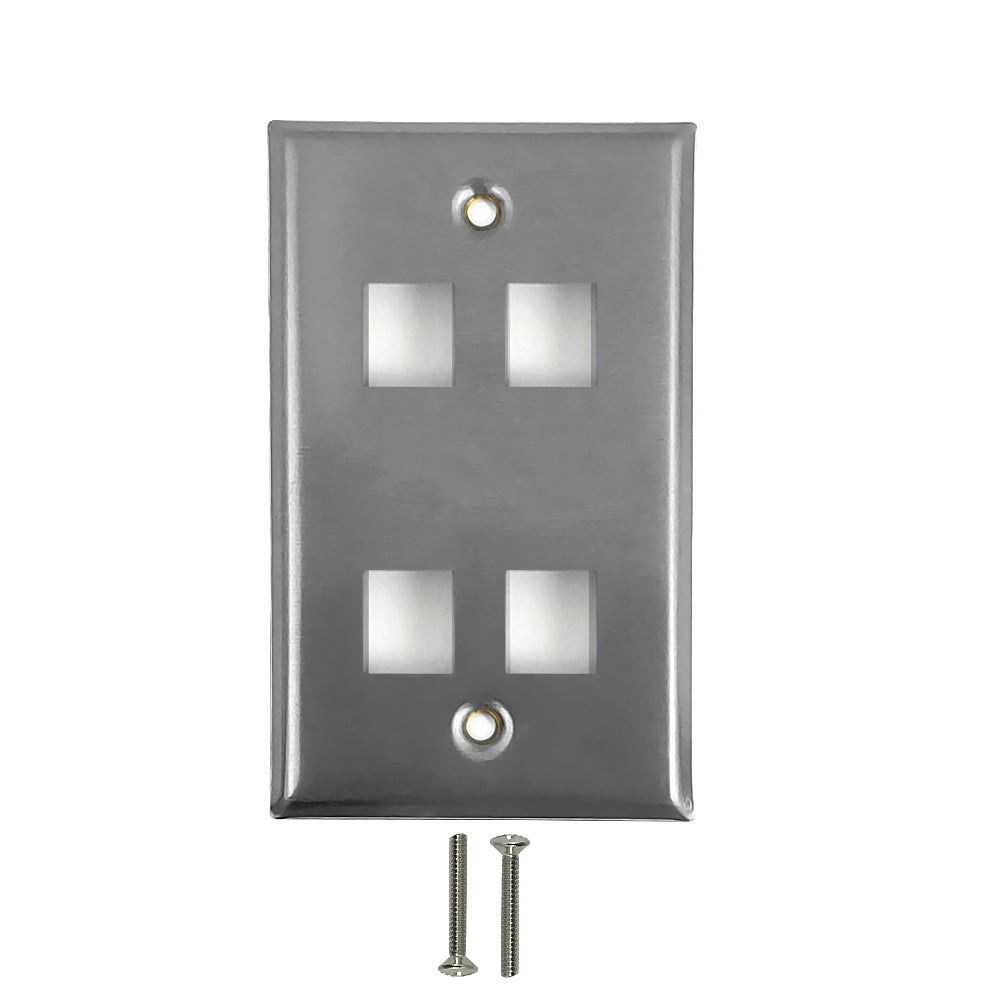 Single Gang - 4x Keystone - Stainless Steel Wall Plate