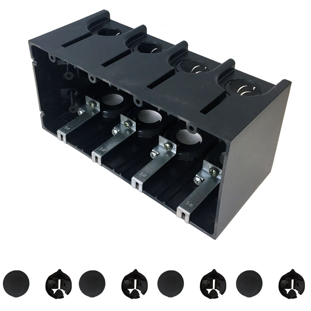 Outlet Box, Four Gang - Power or Low Voltage, New / Existing Construct