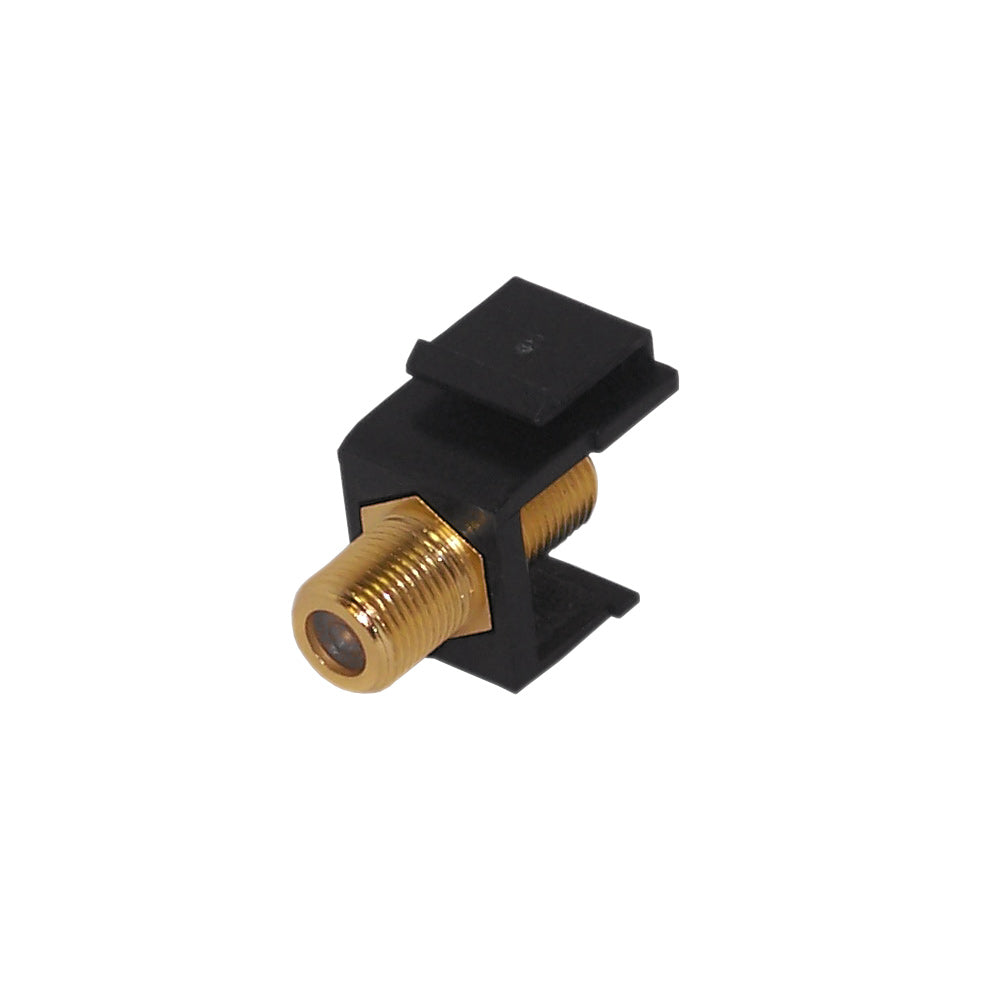 F-Type Female/Female Keystone Wall Plate Insert Black, Gold Plated (1G