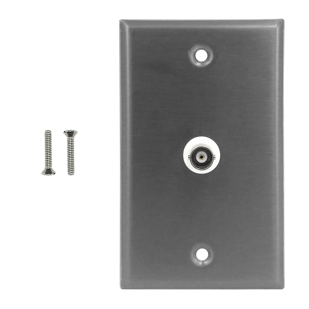 Single Gang SS Wall Plate Kit (1x BNC) - 50 Ohm