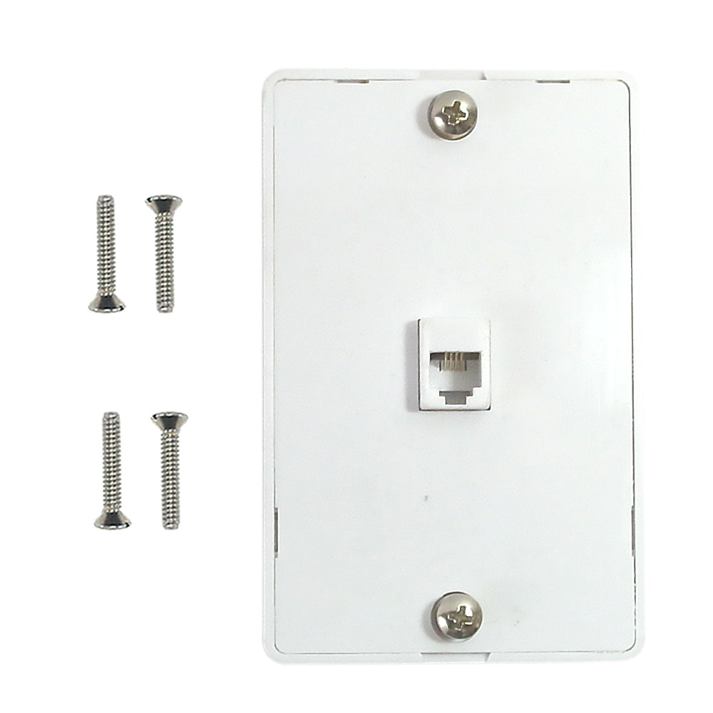 1-Port Telephone Wall Plate with Hanging Hooks - Screw Terminal - Whit