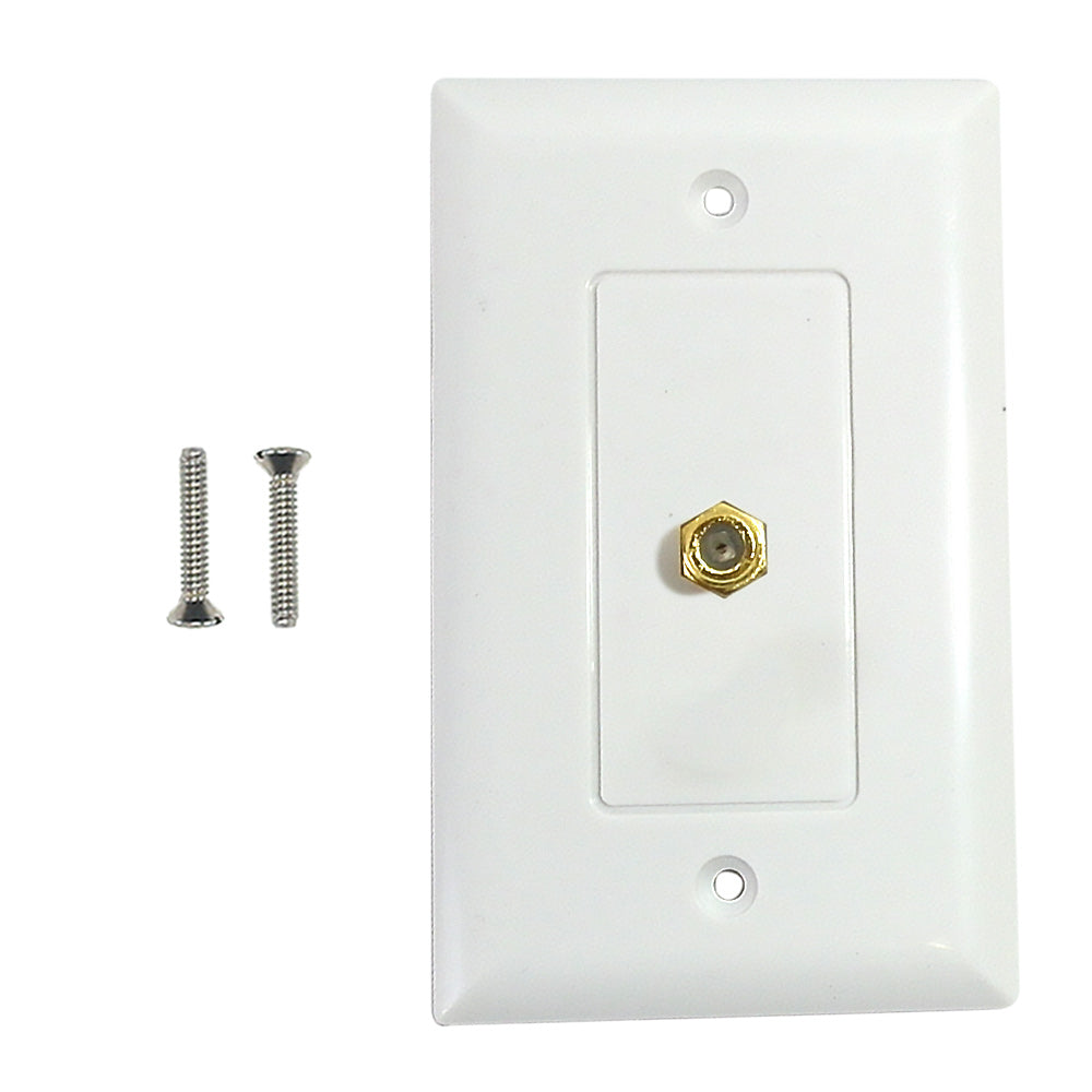 Single gang decora style coax wall plate - White
