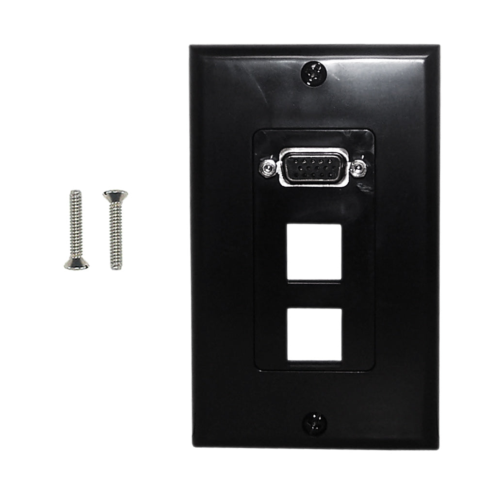 1-Port VGA Wall Plate Kit Decora Black (with 2x Keystone Hole)