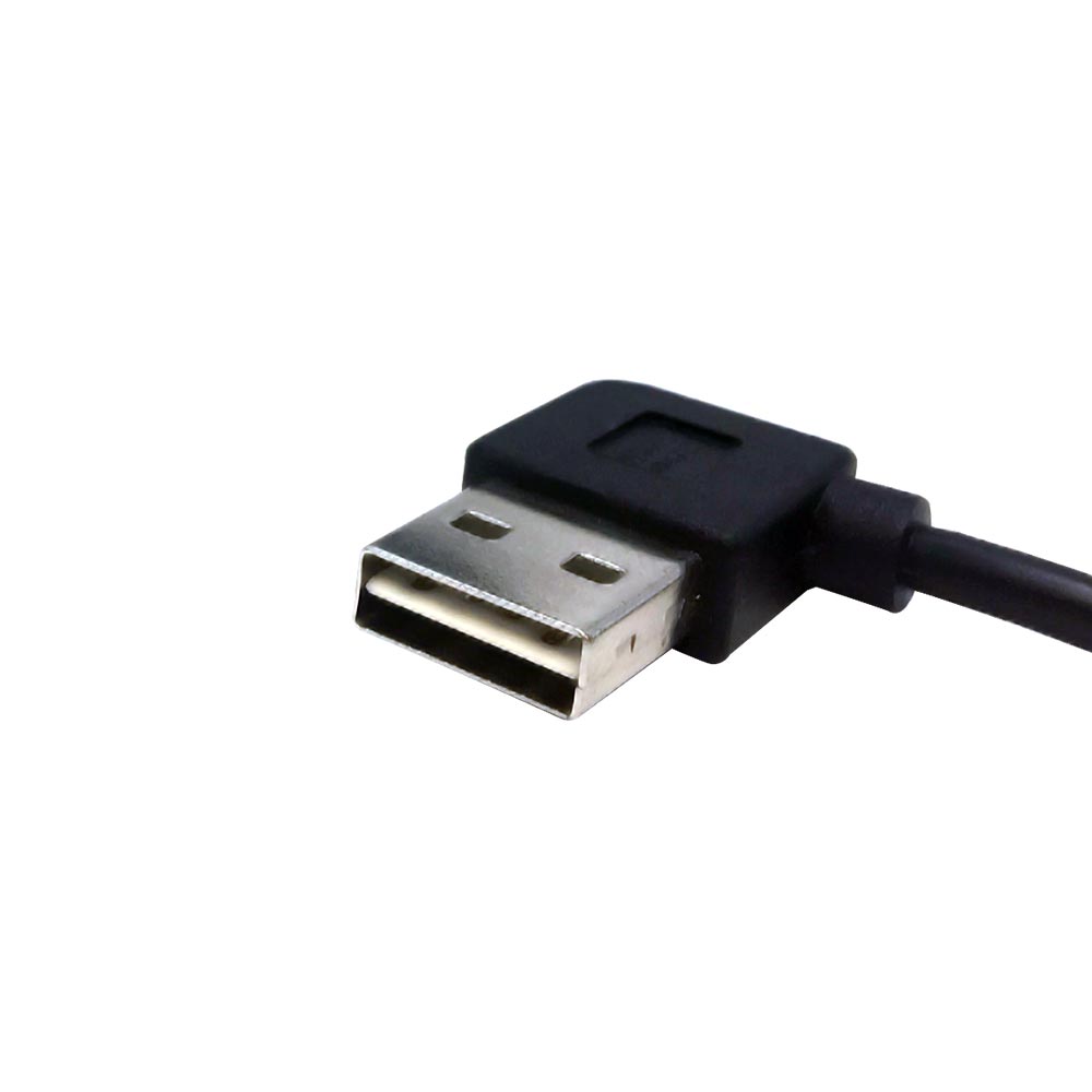 USB 2.0 A Straight Male to A Right/Left Angle Male Cable - Black